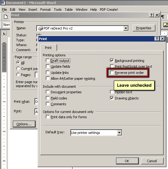 EXP Systems Forum PFD ReDirect Reverses Pages print Order 